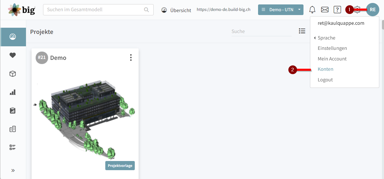 Konfiguration Conclude – big BIM CDE