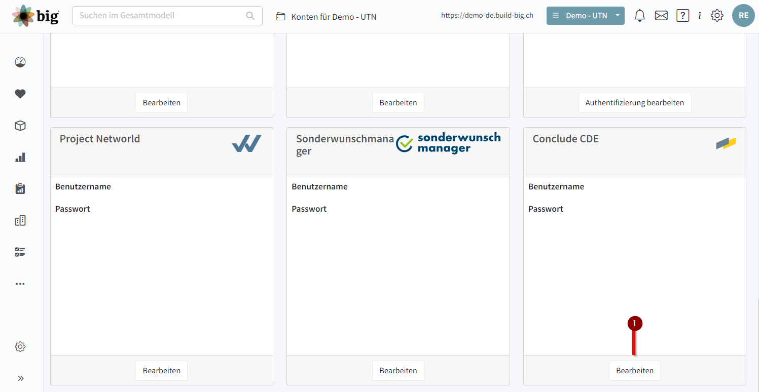 Konfiguration Conclude – big BIM CDE