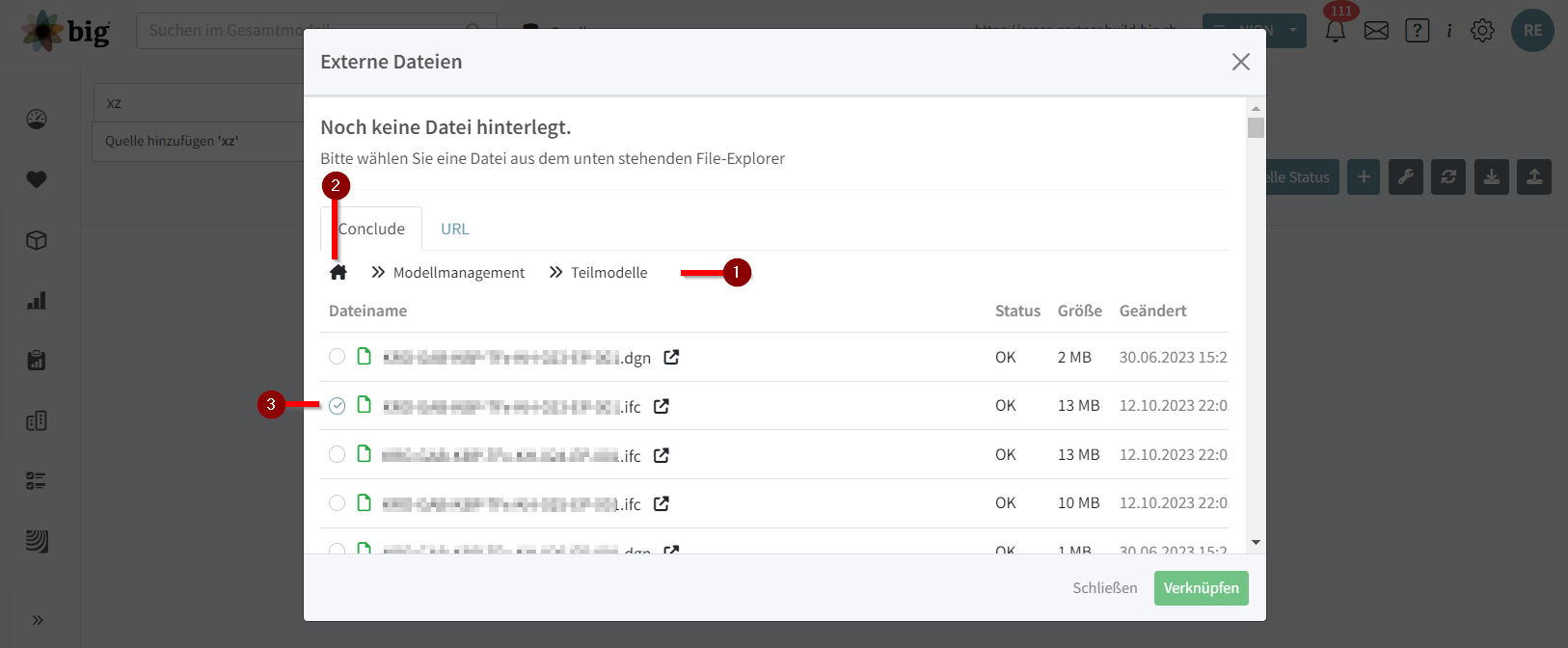 Konfiguration Conclude – big BIM CDE